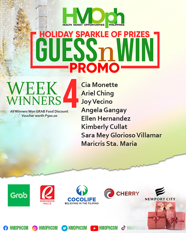 HMOph Holiday Sparkle of Prizes Week 4 Winners - CONGRATULATION! - HMOph