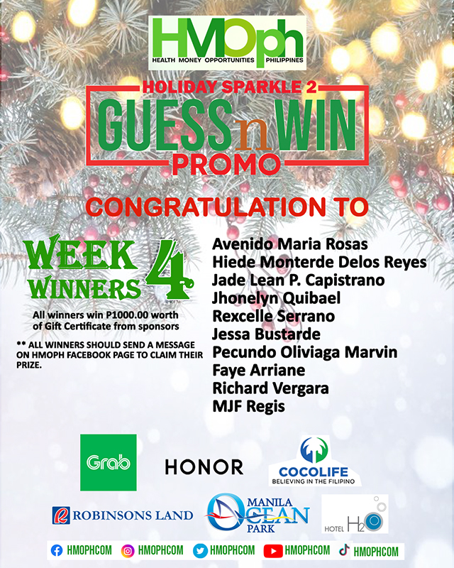 HMOPH Holiday Sparkle 2 Week 4 Winners - HMOph